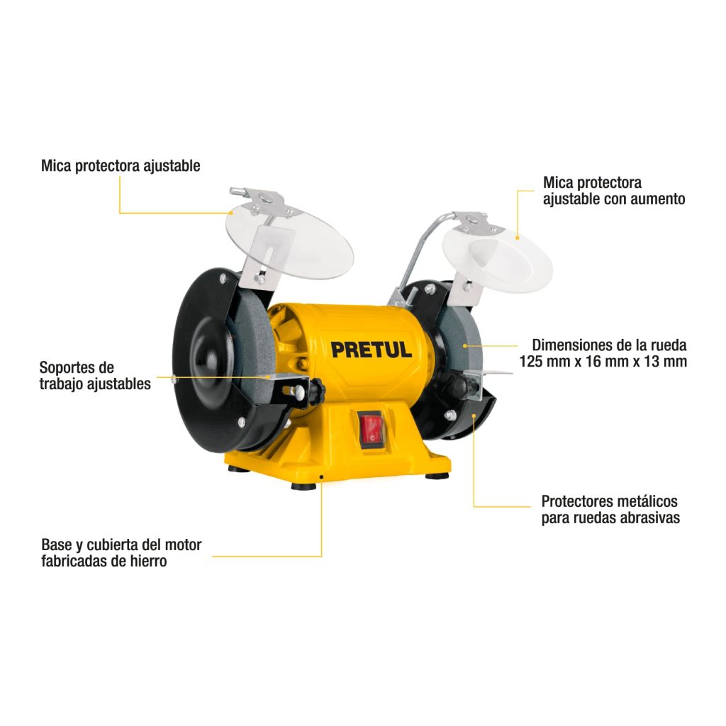 ESMERIL DE BANCO DE 5″ X 1/6HP PRETUL – Serviabrasivos Tienda Online ...
