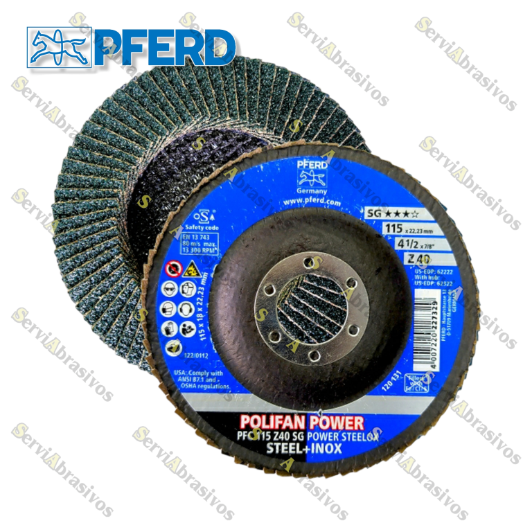 DISCO FLAP 4-1/2″ P40 POLIFAN POWER PFERD – Serviabrasivos Tienda ...