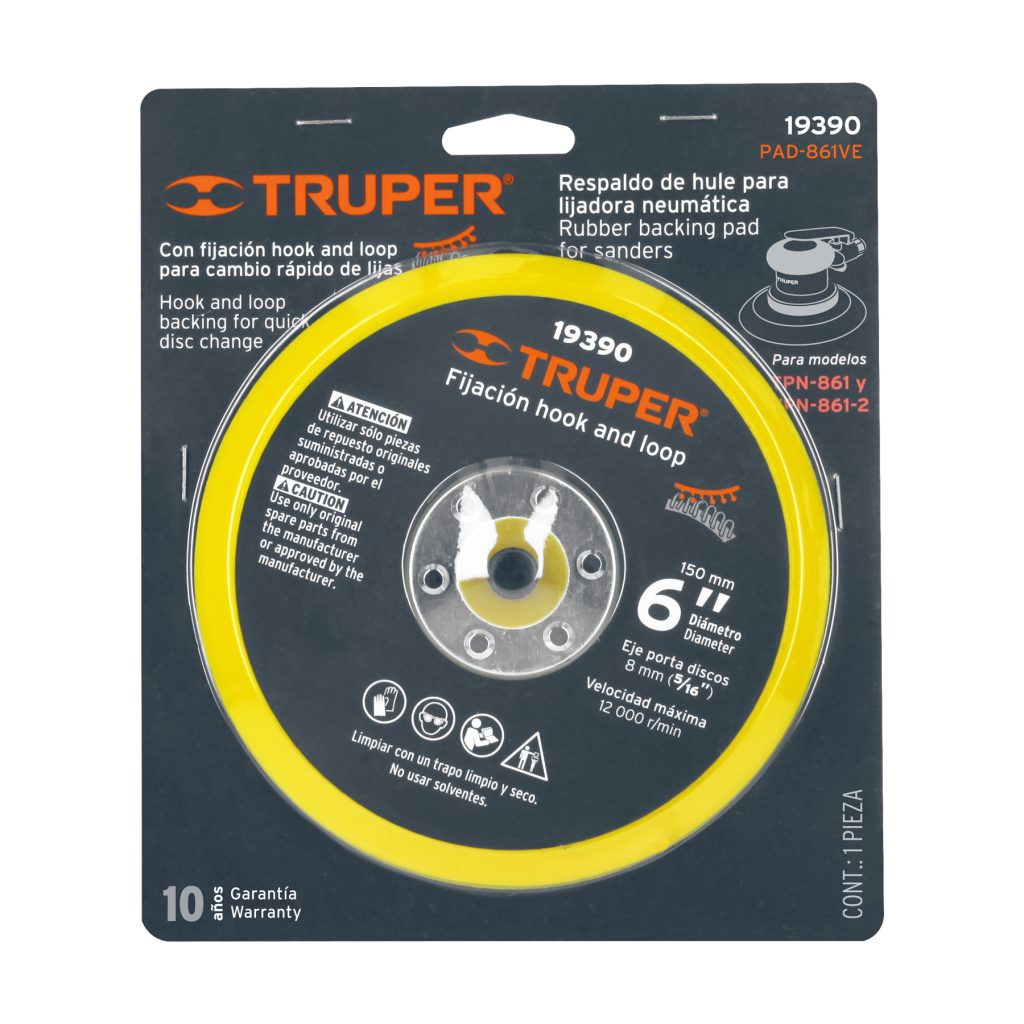 RESPALDO VELCRO DE 6″ P/LIJADORA NEUMATICA TRUPER – Serviabrasivos ...